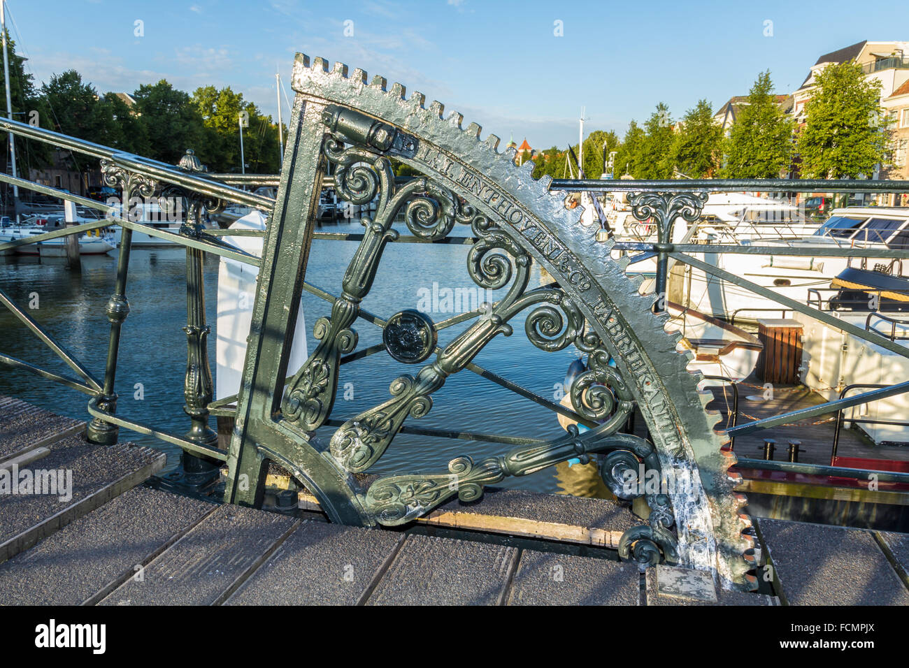 Classical Dutch canal drawbridge mechanism Stock Photo - Alamy