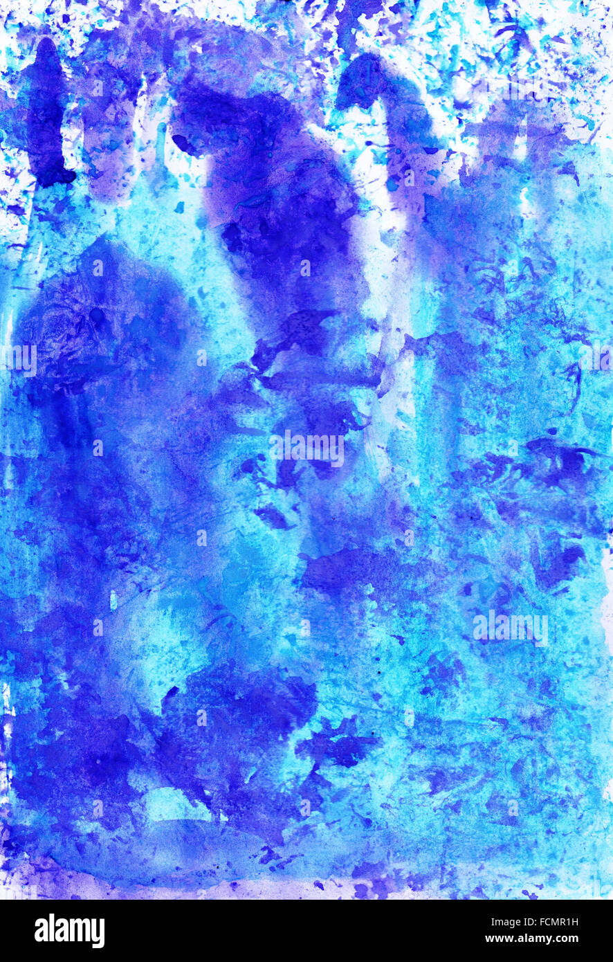 Colorful blue watercolor wash painting adorable background Stock Photo ...