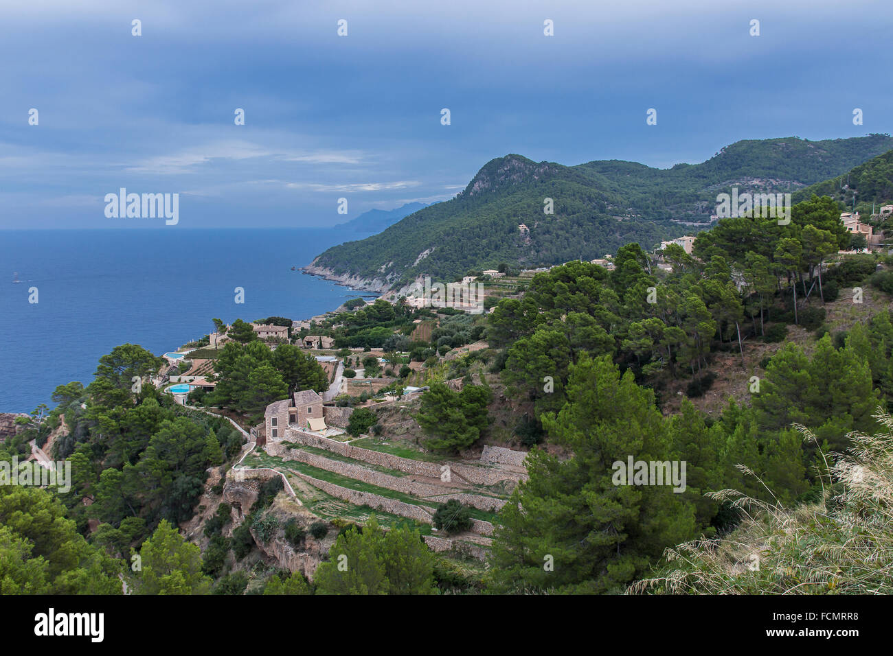 Mallorca west coast cliff line, Spain Stock Photo - Alamy