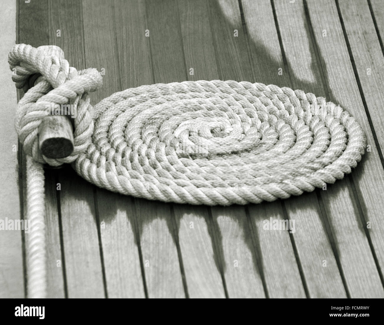 Rope on deck Stock Photo - Alamy