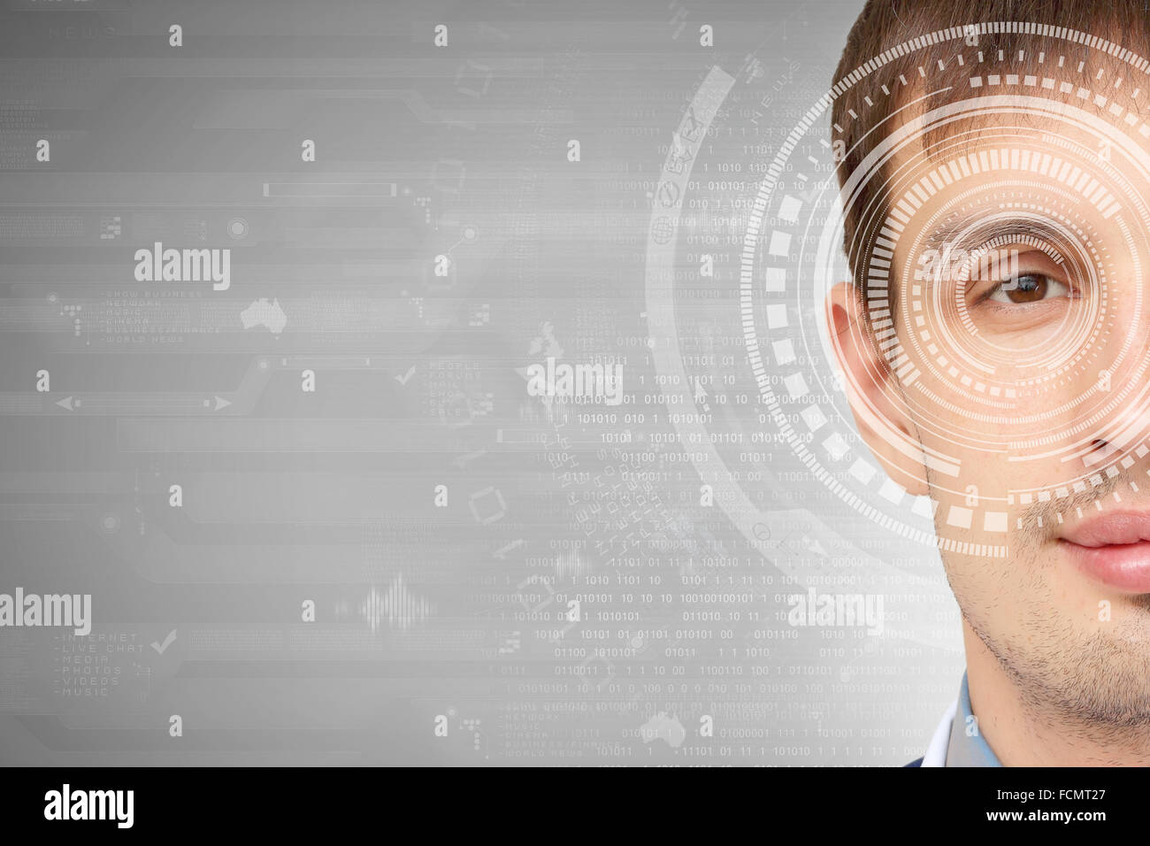 Close up of man eye in process of scanning Stock Photo - Alamy