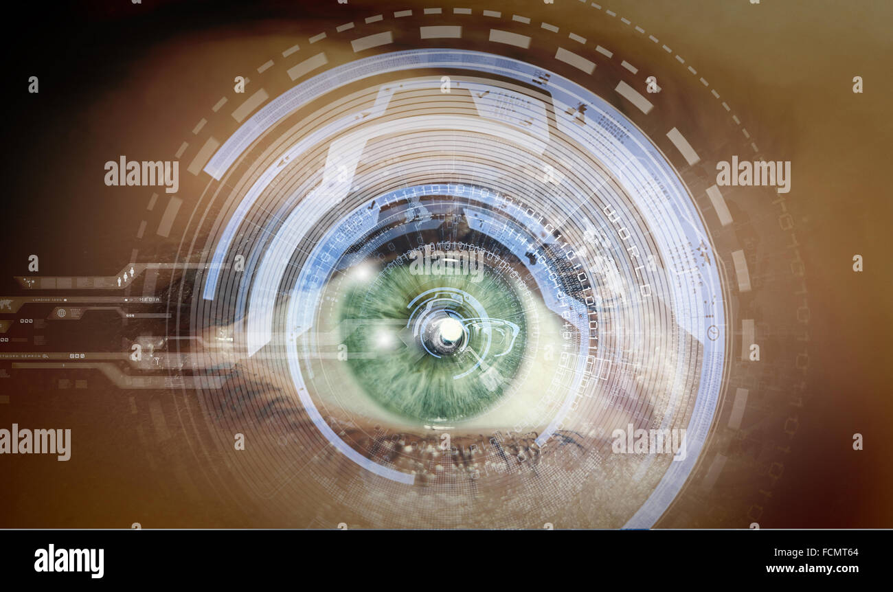 Close up of woman eye in process of scanning Stock Photo - Alamy