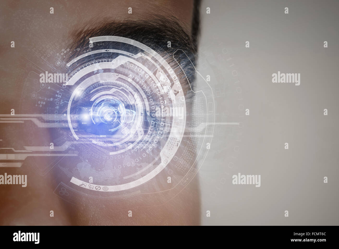 Close up of man eye in process of scanning Stock Photo - Alamy