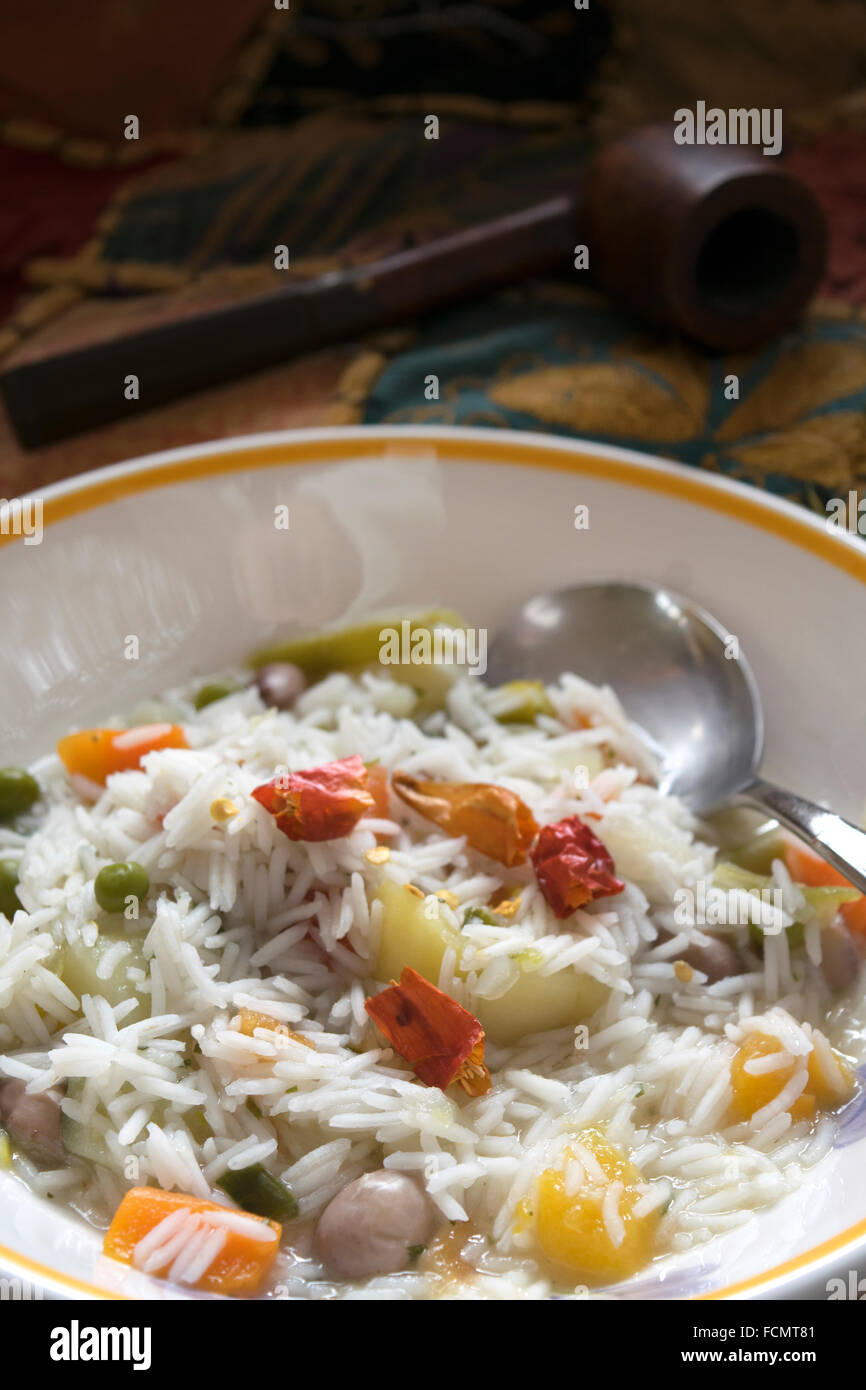 basmati rice with vegetable minestrone soup Stock Photo - Alamy
