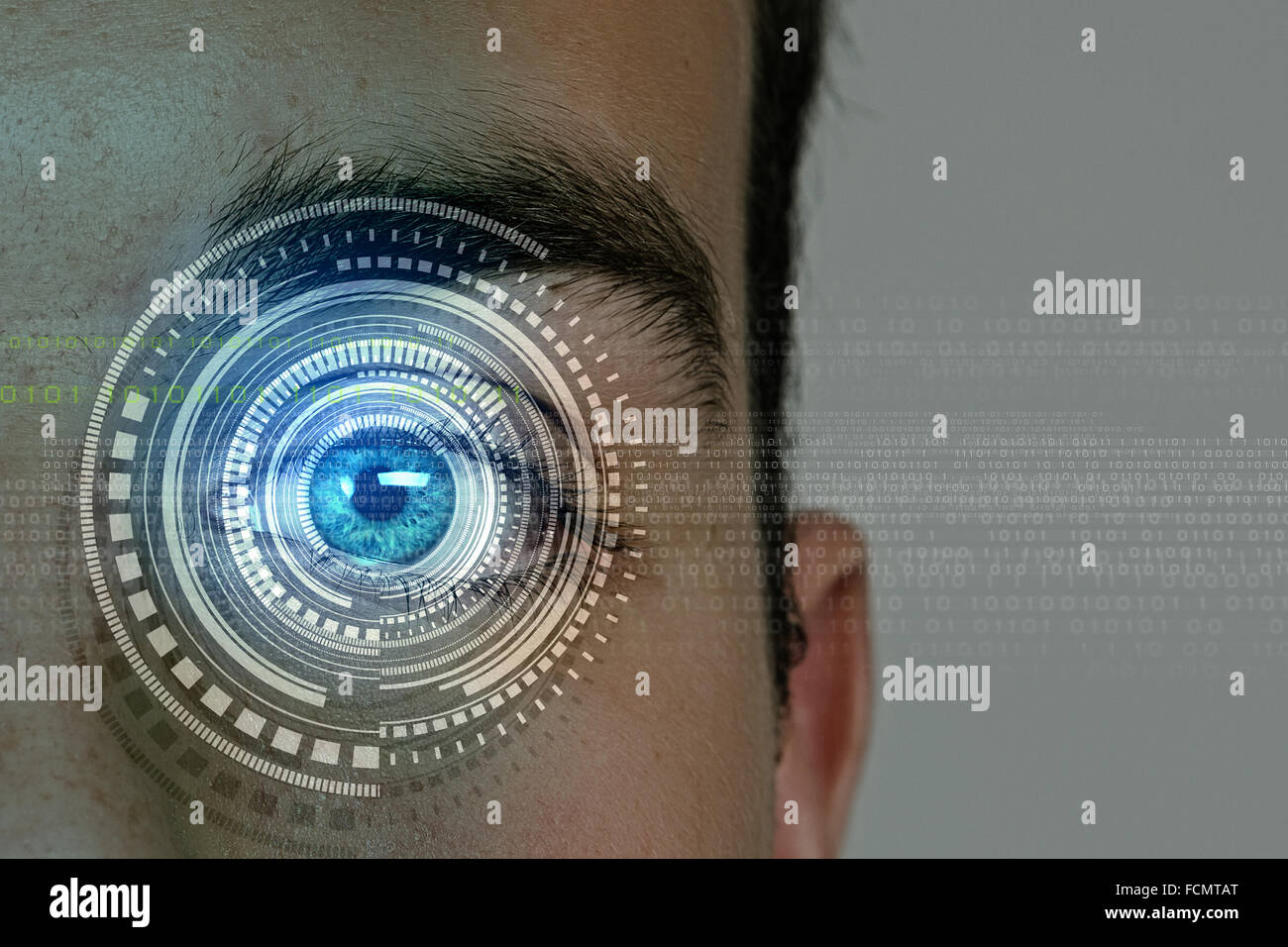 Close up of man eye in process of scanning Stock Photo - Alamy