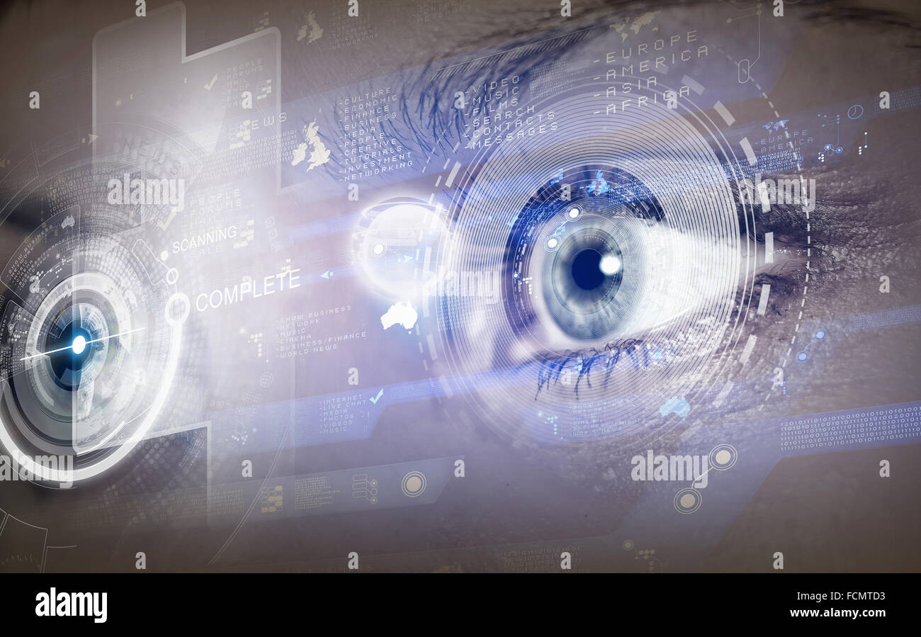 Close up of woman eye in process of scanning Stock Photo - Alamy