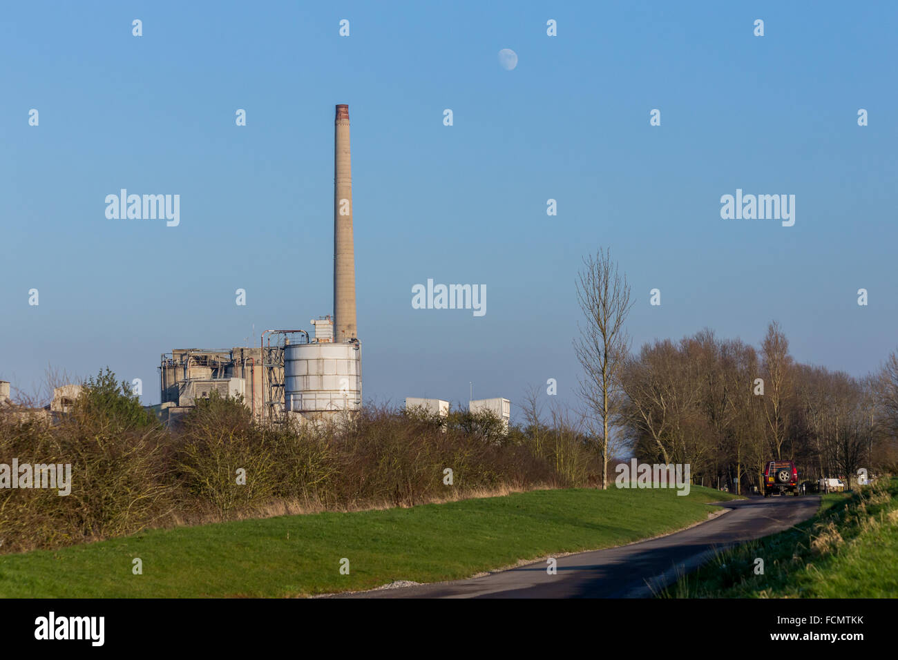 The Westbury Cement Works chimney factory and industrial units set in ...