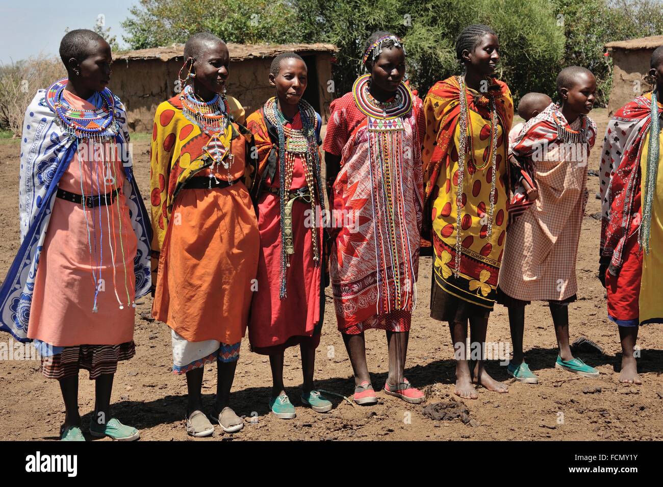 Massai Group With Traditional Clothing High Resolution Stock ...