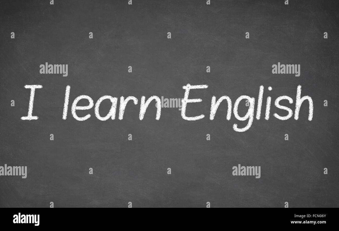 I learn English - handwritten with white chalk Stock Photo - Alamy