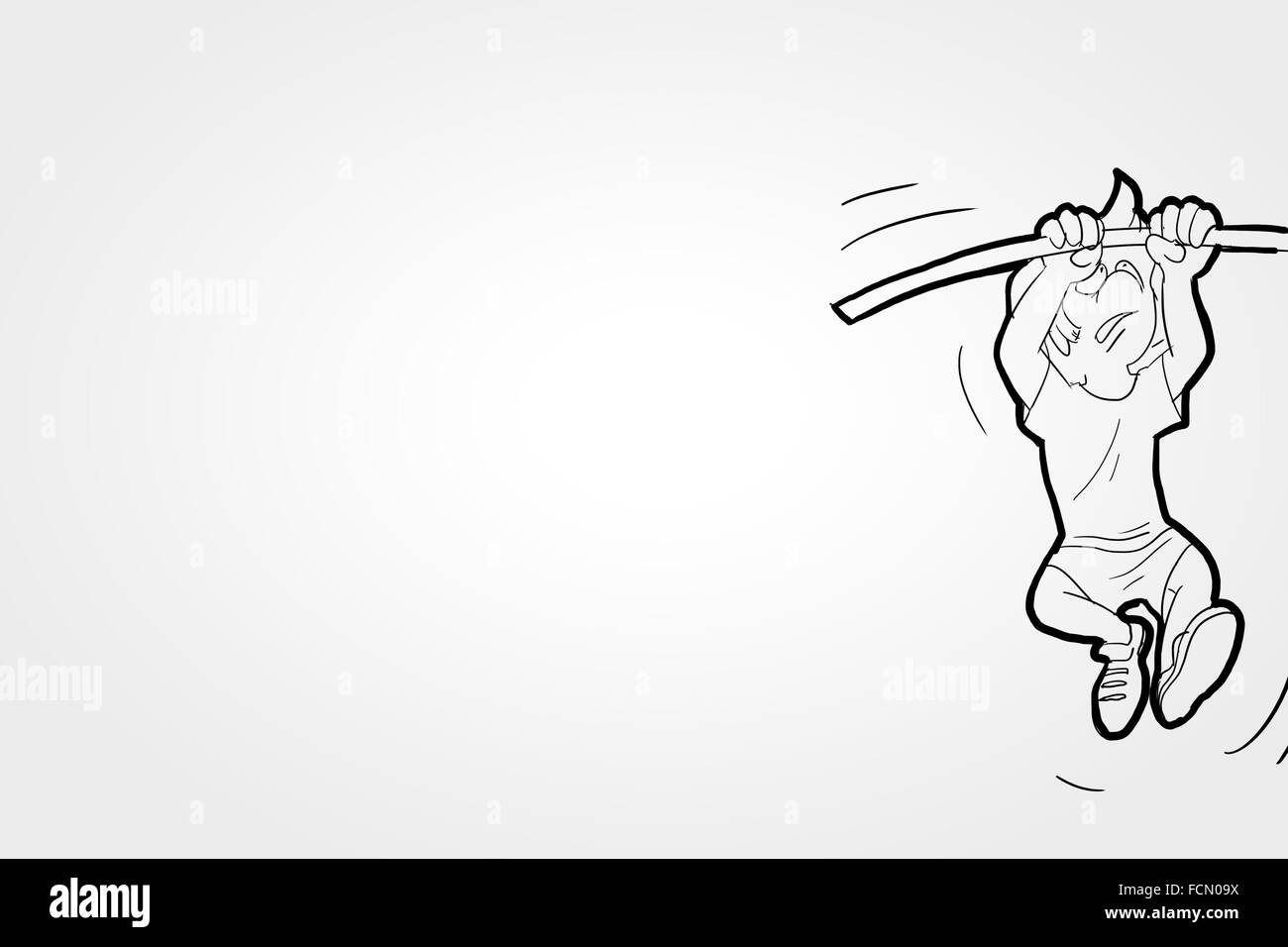 Funny caricature of man jumping with pole Stock Photo - Alamy