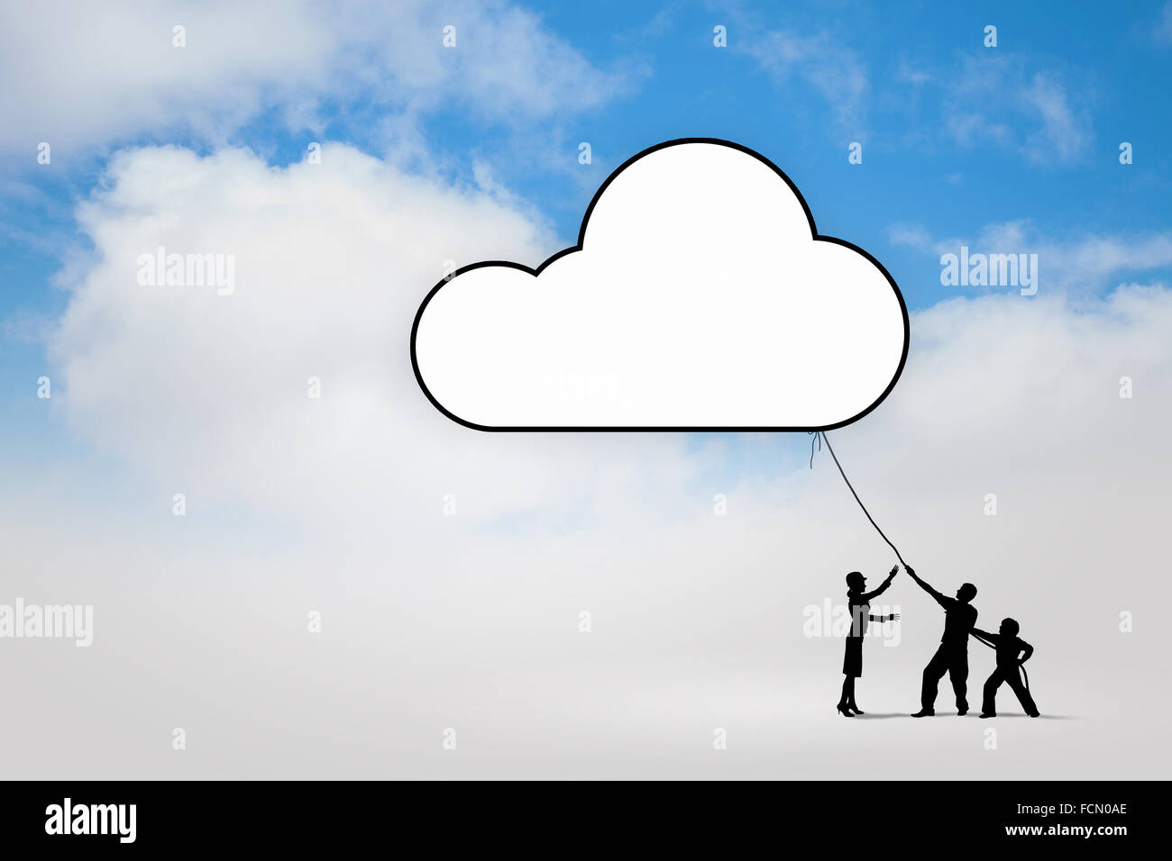 Silhouettes of people pulling Earth plane with rope Stock Photo - Alamy