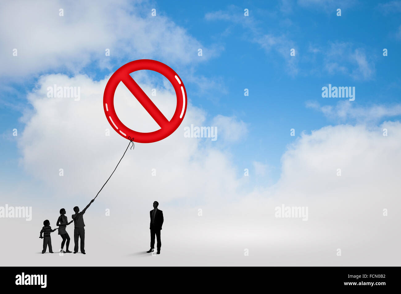 Little silhouettes of people pulling light bulb on rope Stock Photo - Alamy