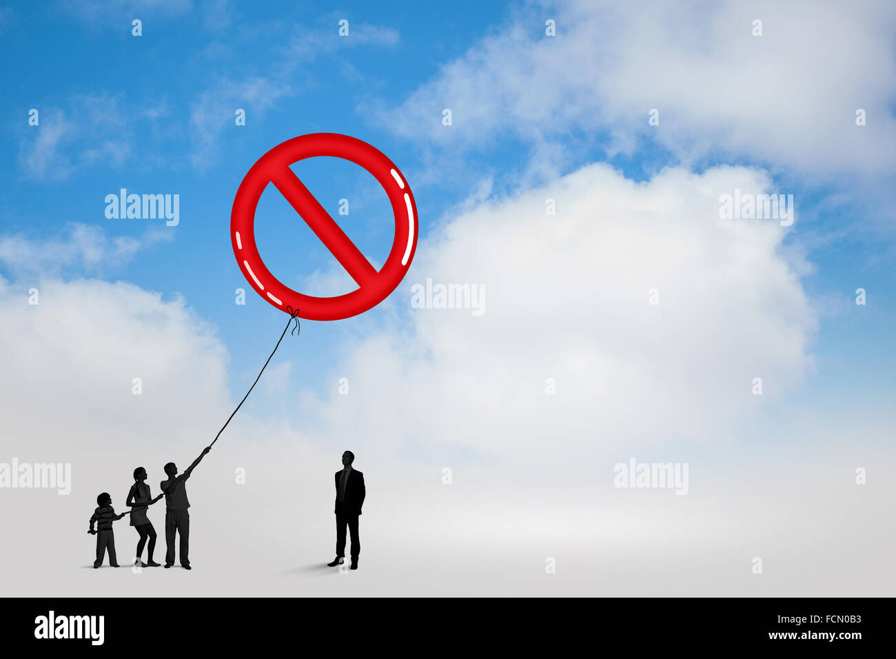 Little silhouettes of people pulling light bulb on rope Stock Photo - Alamy