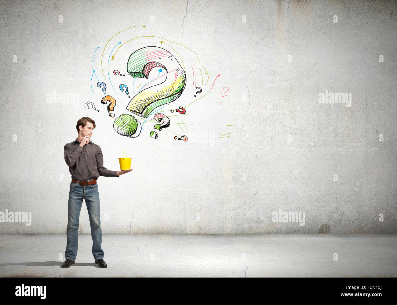Man thinking question marks hi-res stock photography and images - Alamy