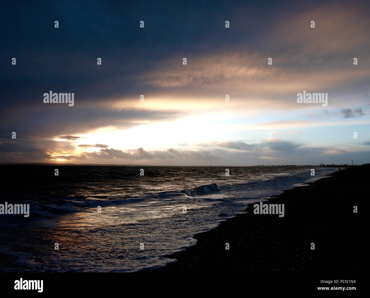 Hayling Island beach at sunset, Hampshire, UK Stock Photo - Alamy