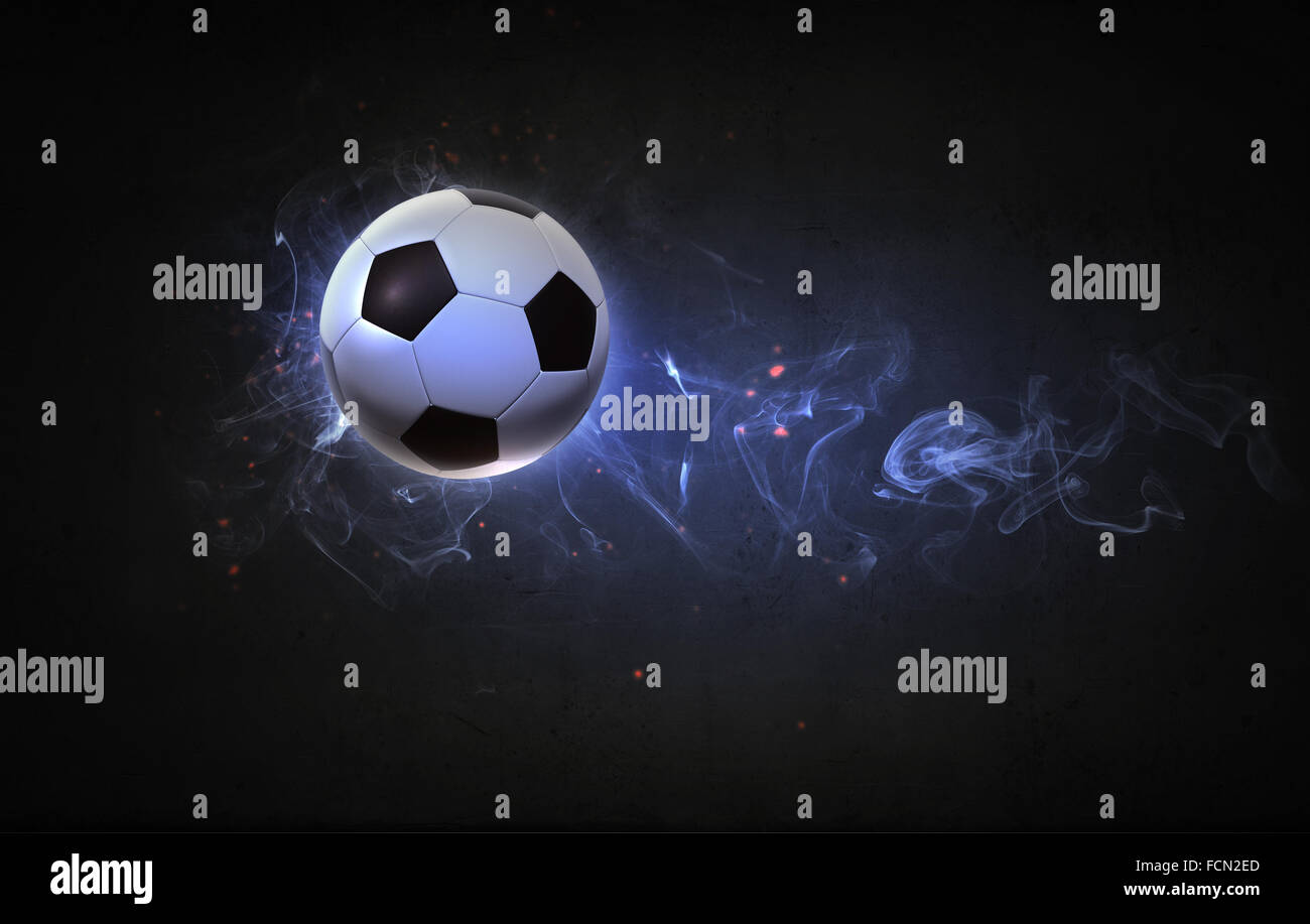 Conceptual image of football ball in fire flames Stock Photo - Alamy