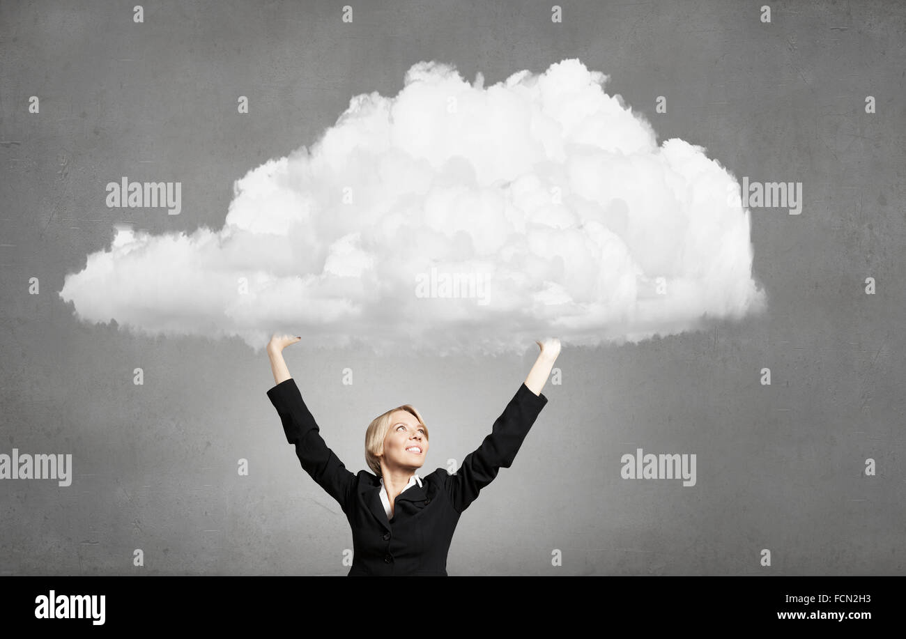 Young businesswoman measuring something with big ruler Stock Photo - Alamy