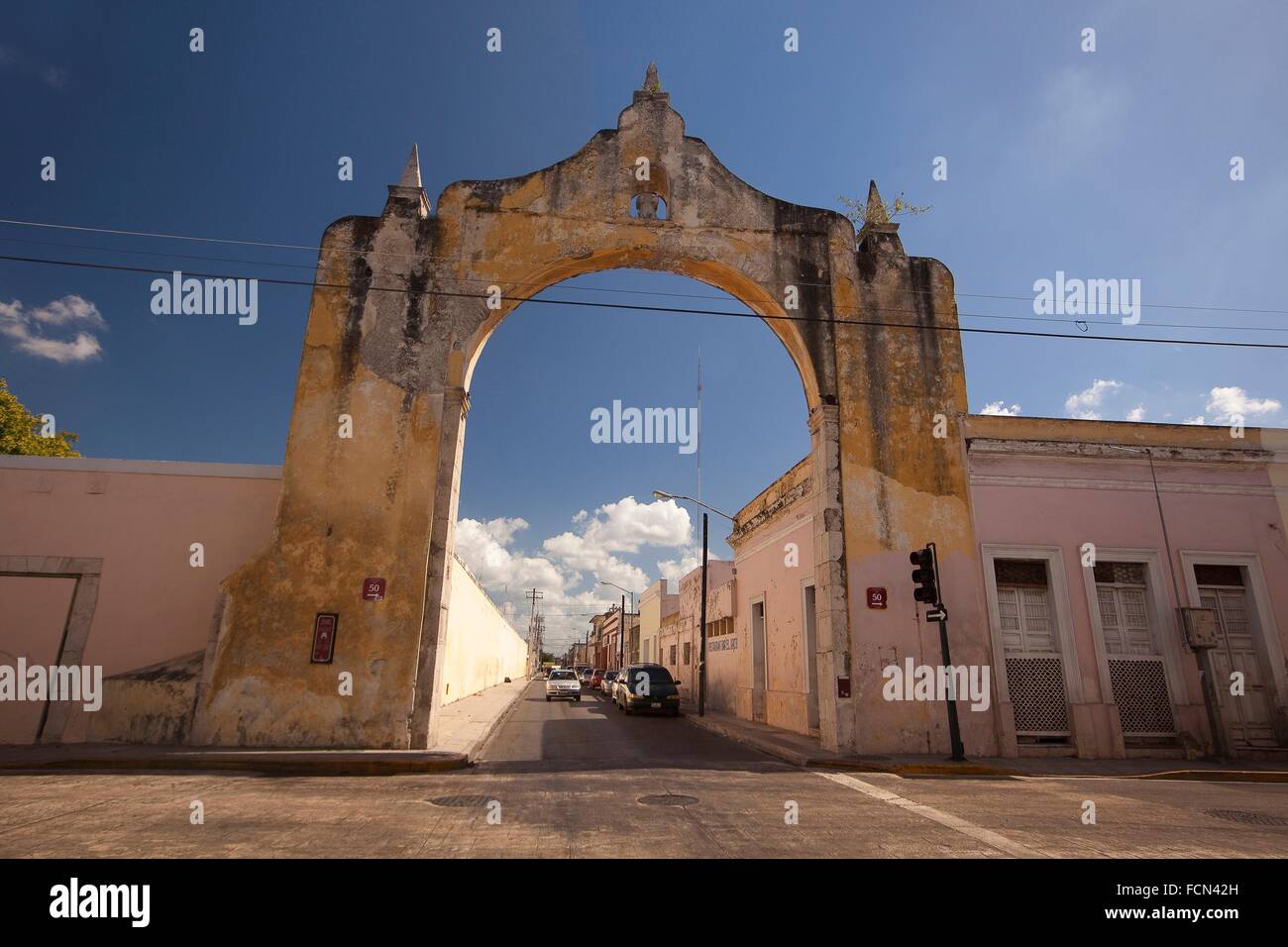 Arch and Quarter of Dragons, Merida, Yucatan Province, Mexico, Central ...