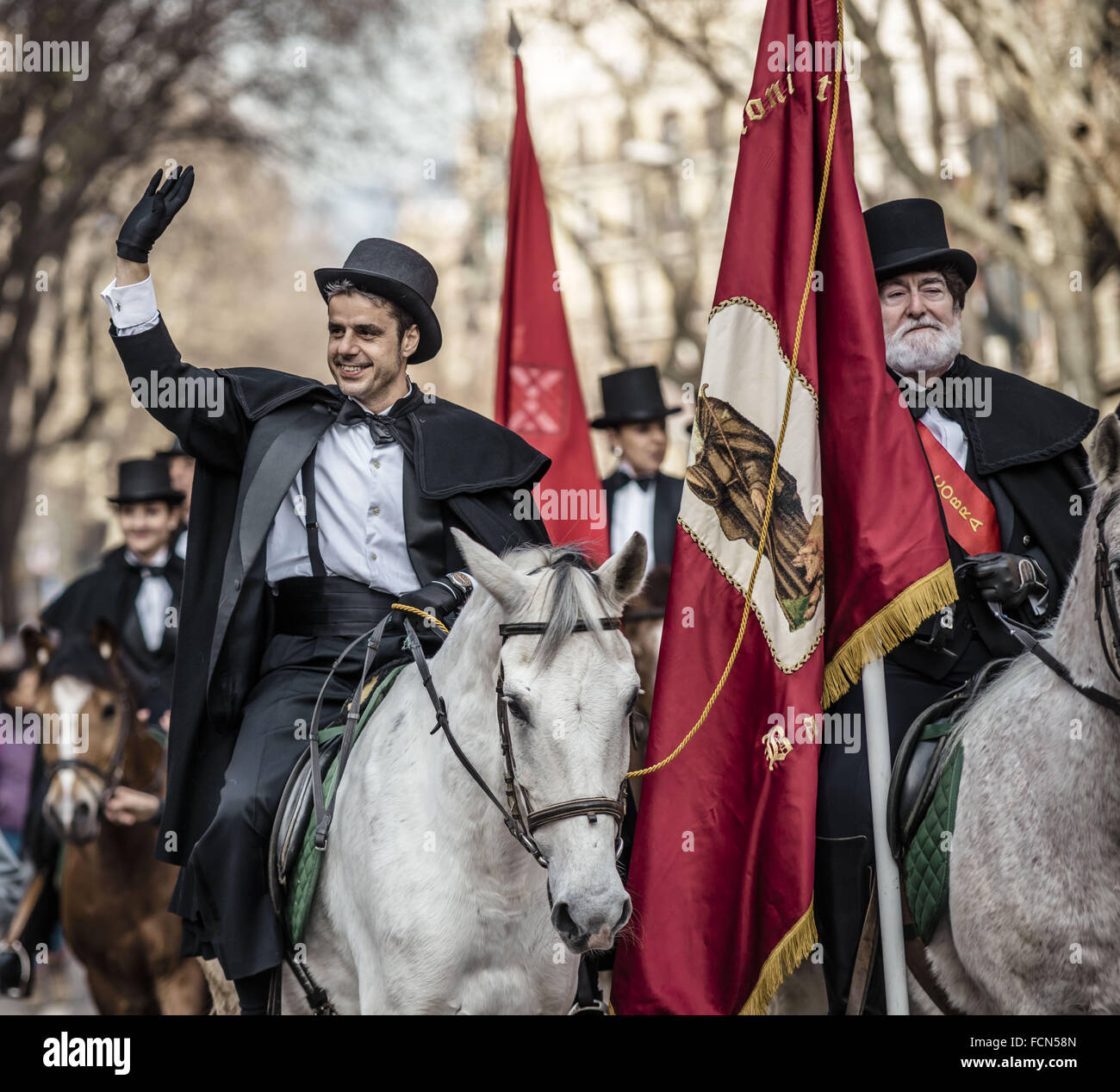 Barcelona, Catalonia, Spain. 23rd Jan, 2016. Horsemen in their ...