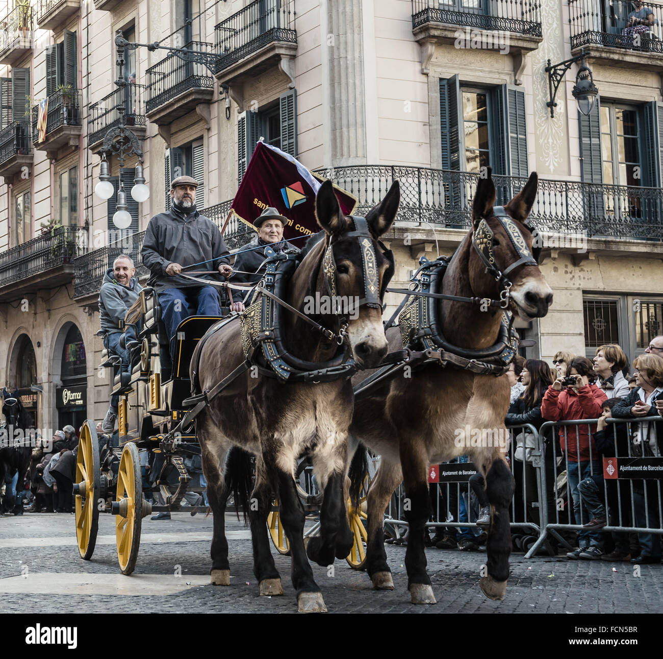 Barcelona, Catalonia, Spain. 23rd Jan, 2016. Traditional horse-drawn ...
