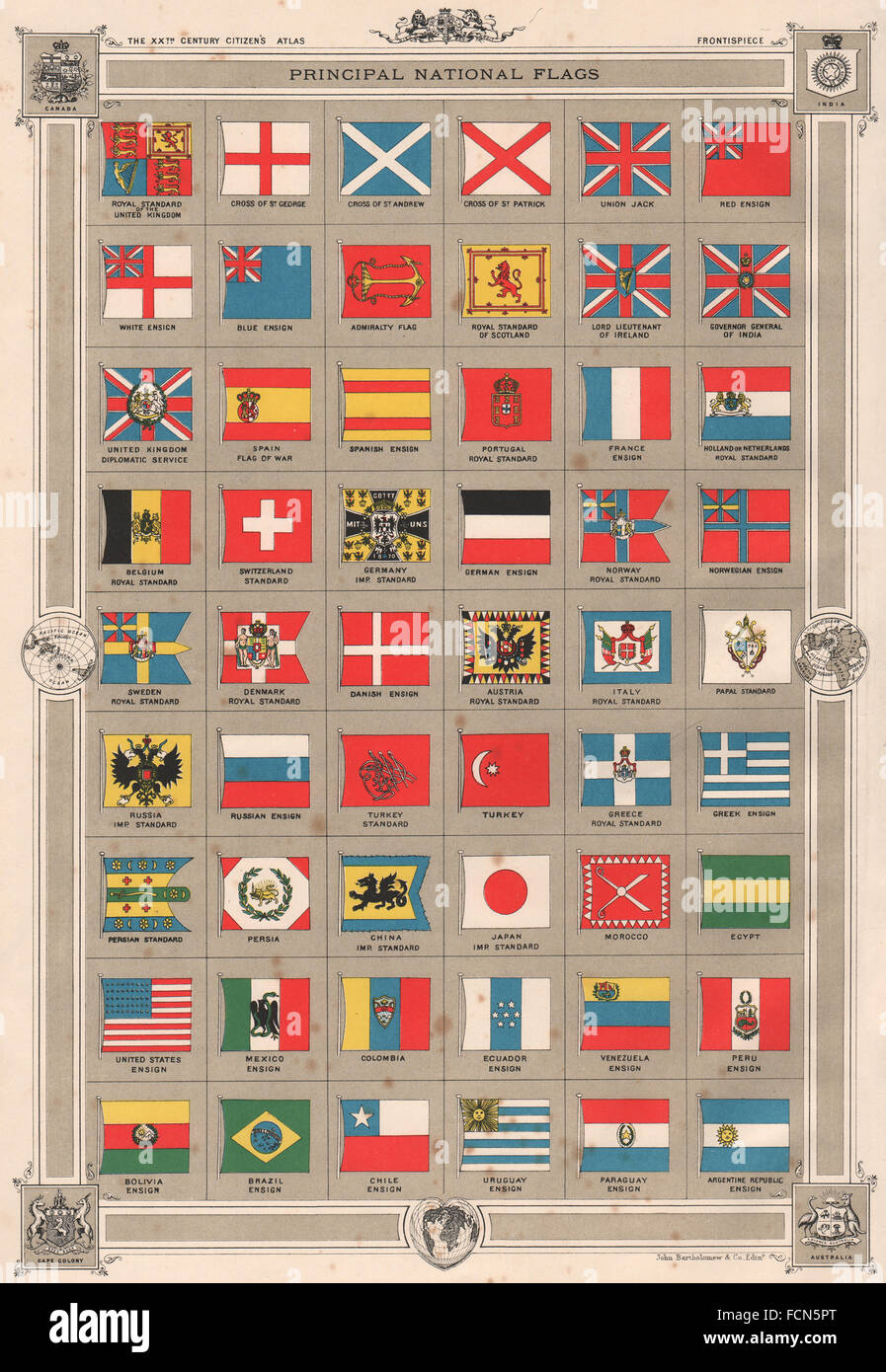 FLAGS:Natl.Ensigns Standards.British Empire.Europe Americas.BARTHOLOMEW ...