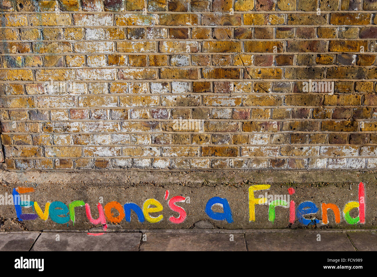 LONDON, UK - JANUARY 13TH 2016: Everyones a Friend colourfullly painted ...