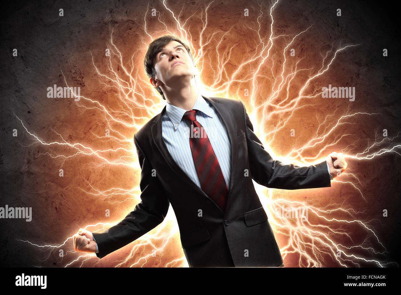 businessman in anger with fists clenched screaming Stock Photo - Alamy