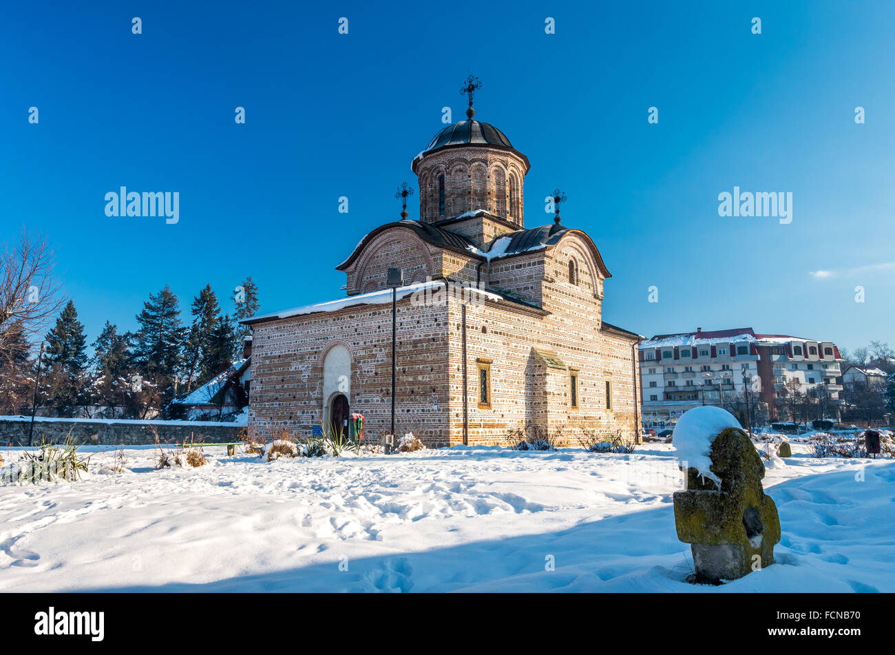 The Royal Court Church of Wallachia in winter. Curtea Domneasca. Arges ...