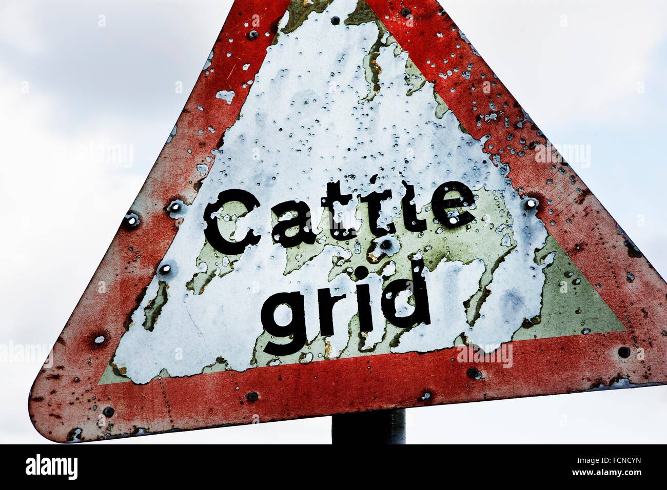 Road traffic sign showing bullet holes and pellet marks Stock Photo - Alamy