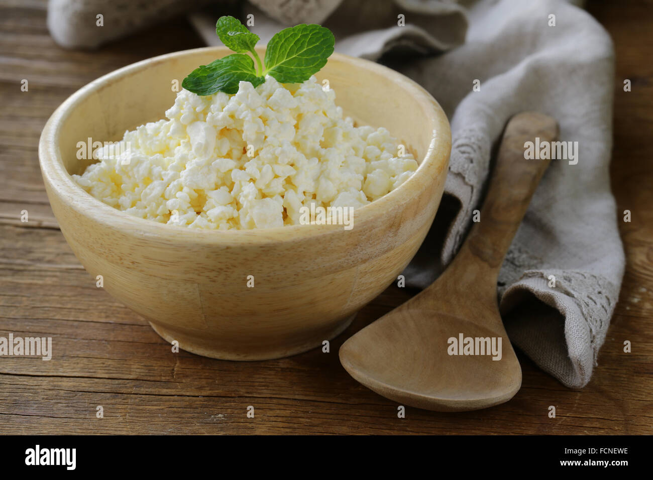 natural organic cottage cheese for healthy breakfast Stock Photo - Alamy