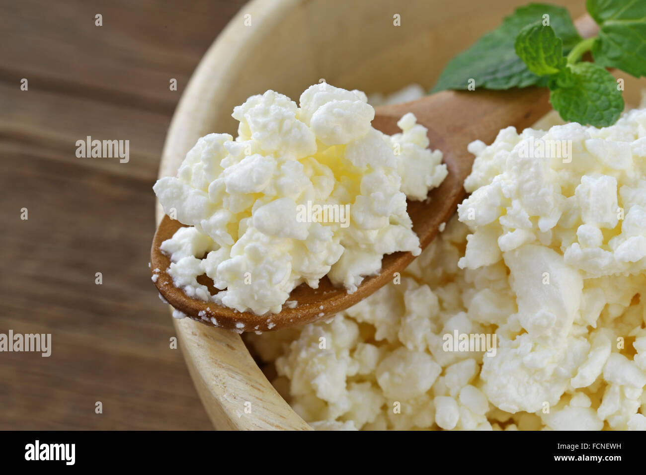 natural organic cottage cheese for healthy breakfast Stock Photo - Alamy