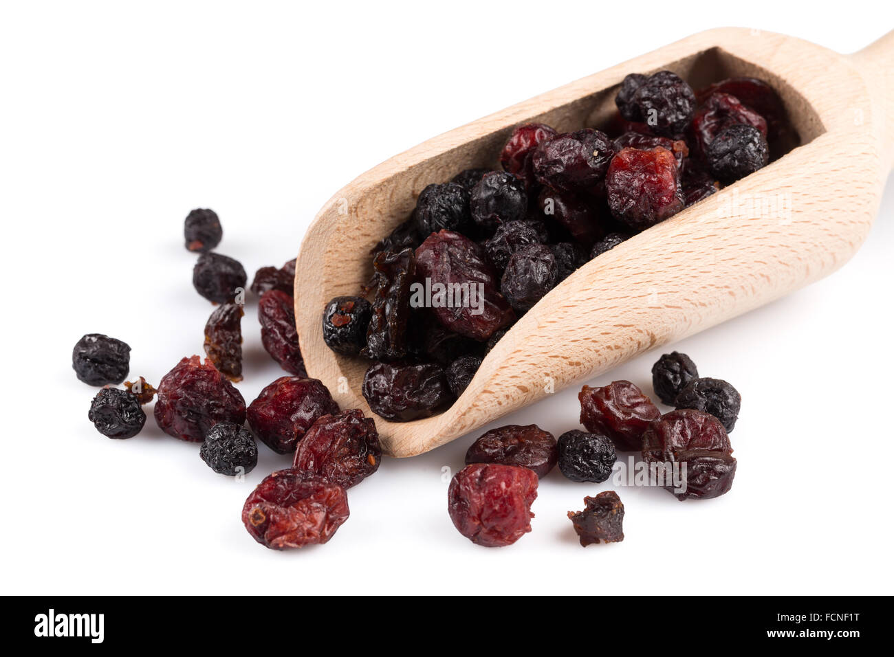 Dried cranberries, cherries and blueberries on white background Stock ...