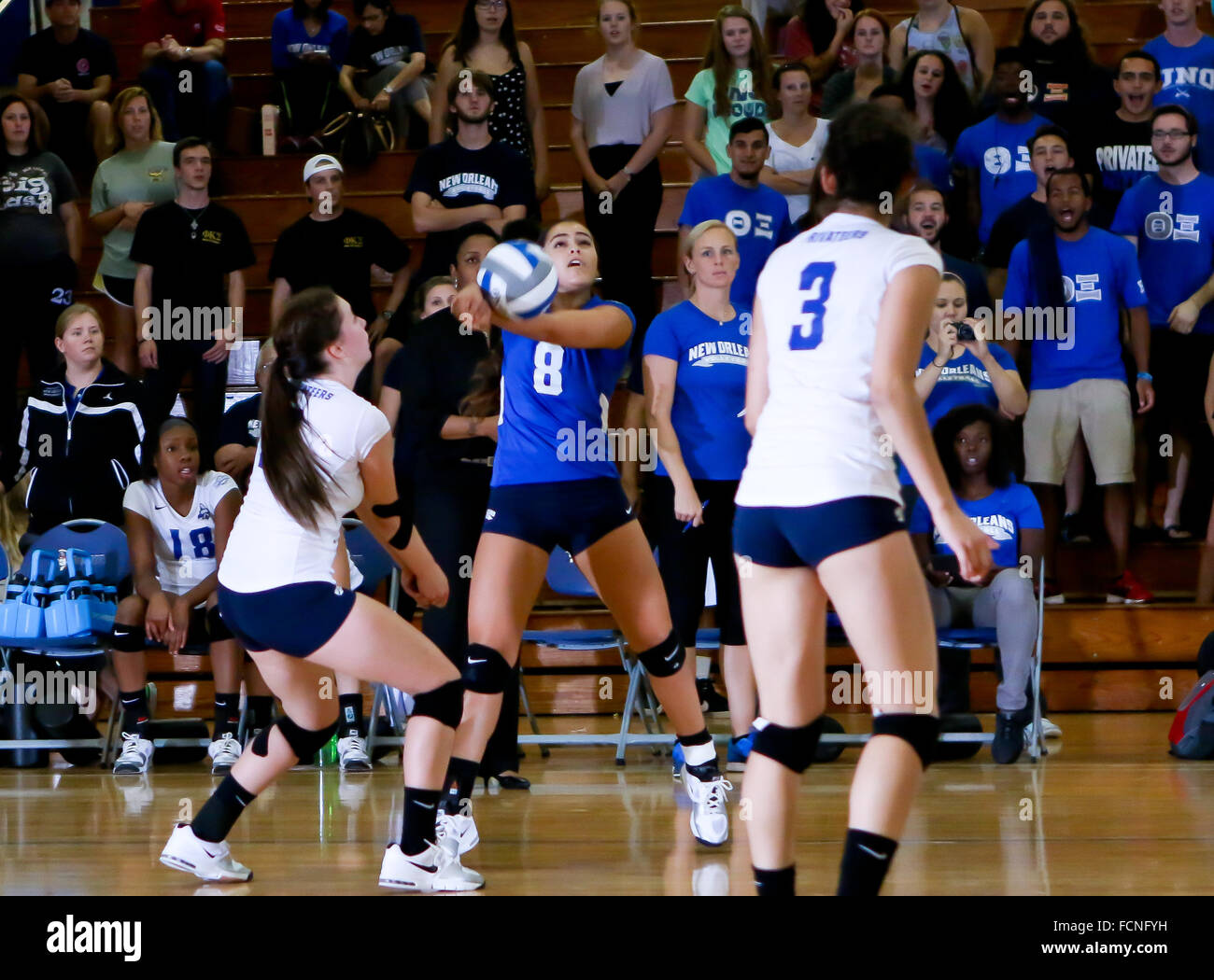 New Orleans Louisiana, USA. 7th Oct, 2014. UNO Celeste Ramirez (8) hits ...