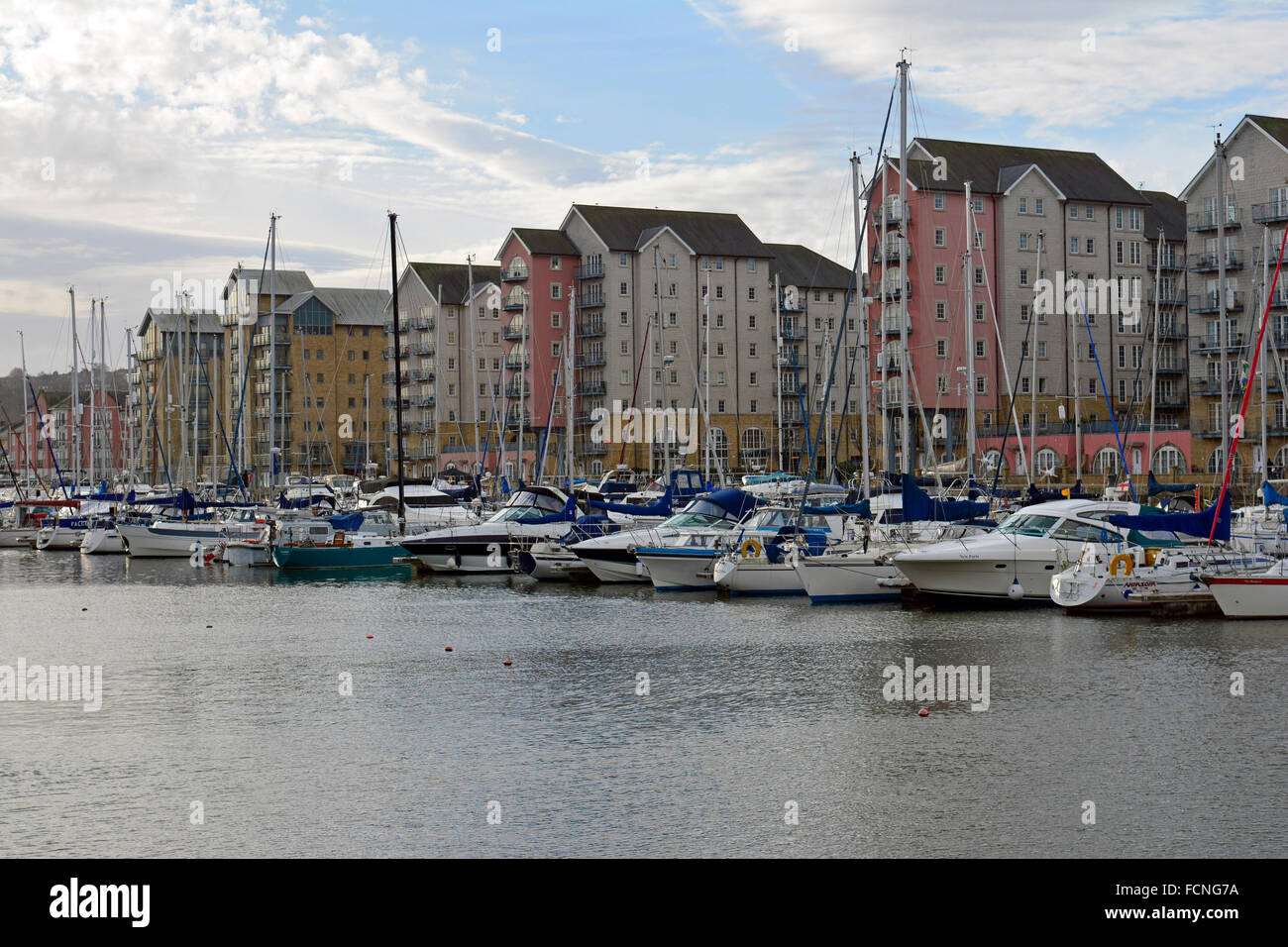 UK. Portishead Quays Marina with boats yachts and Lifeboat moored in ...