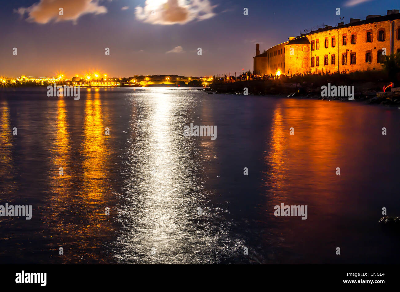 late night harbour at seaside of europe Stock Photo - Alamy