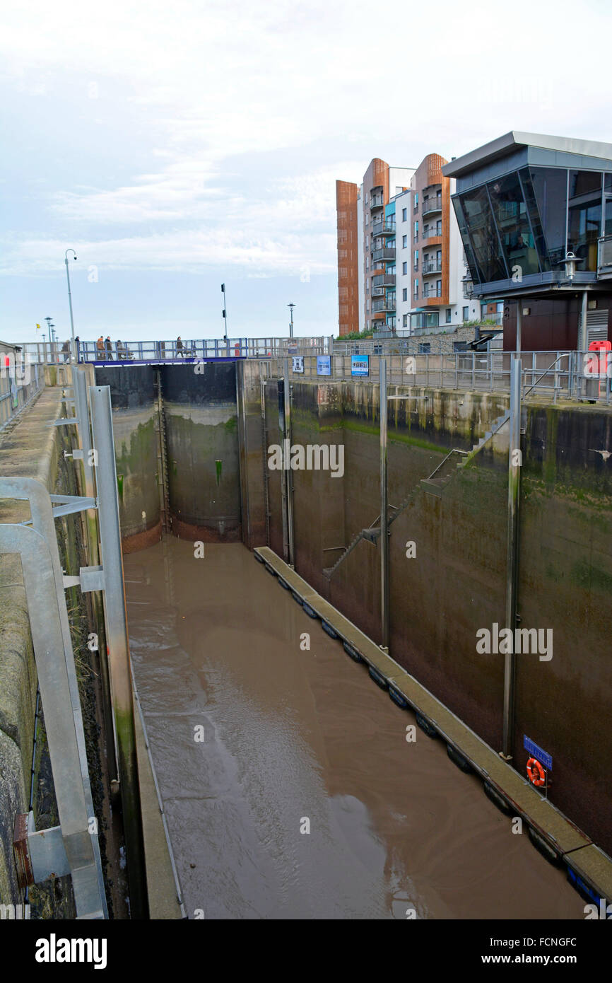 UK. Portishead Quays Marina with boats yachts and Lifeboat moored in ...
