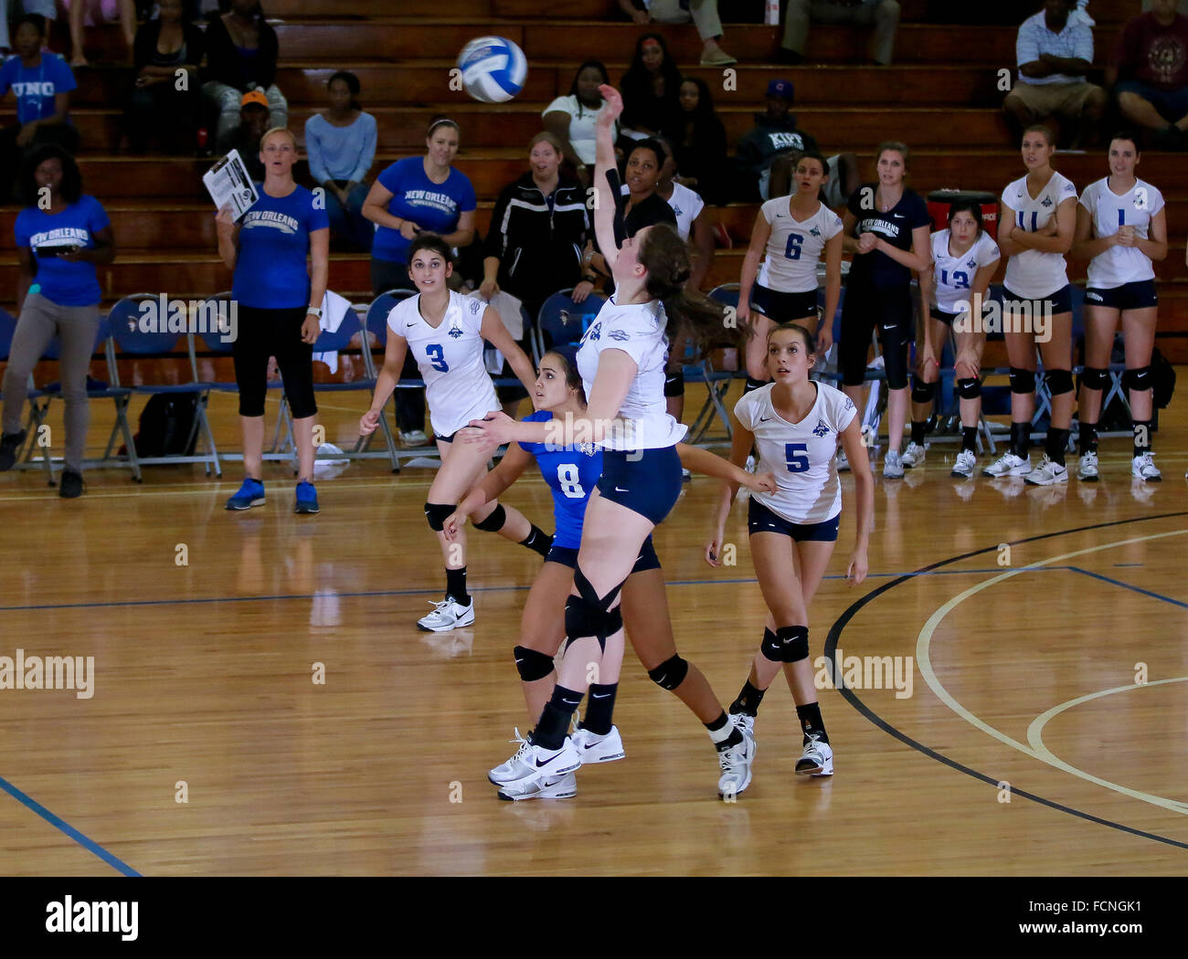 October 7, 2014: UNO Cara Snyder (9) hits the ball during the ...