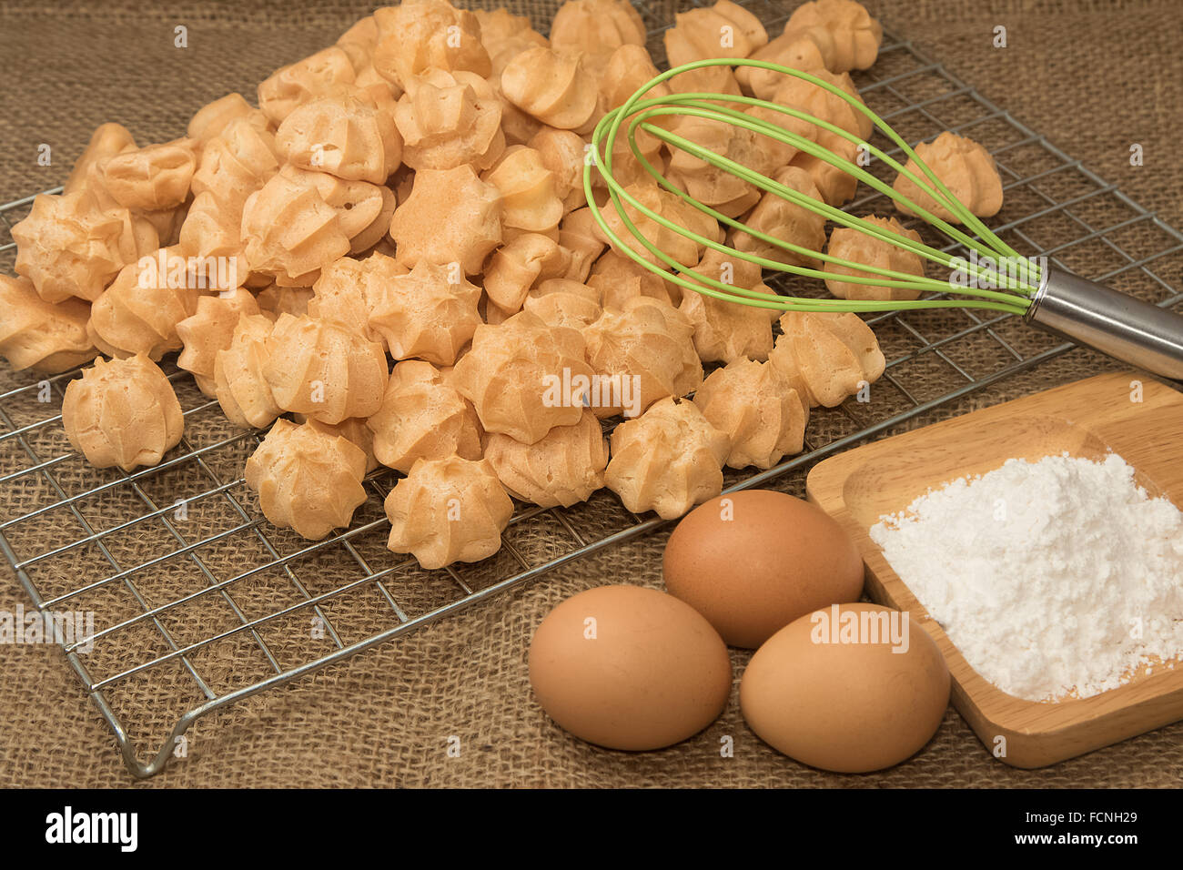 Choux cream or cream puff in bakery tray Stock Photo - Alamy