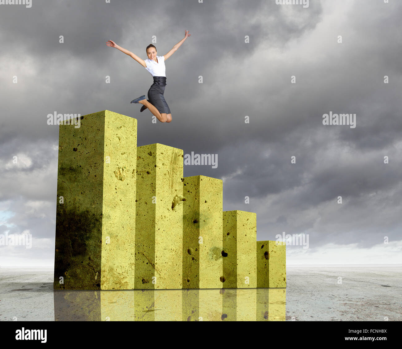 Business person on a graph, representing success and growth Stock Photo ...