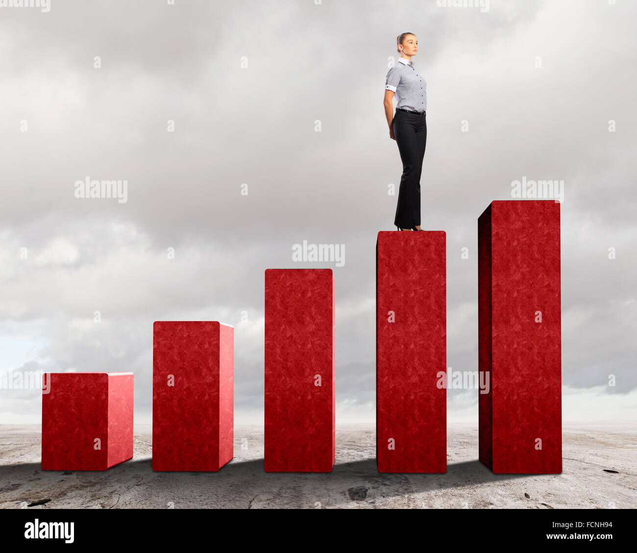 Business person on a graph, representing success and growth Stock Photo ...
