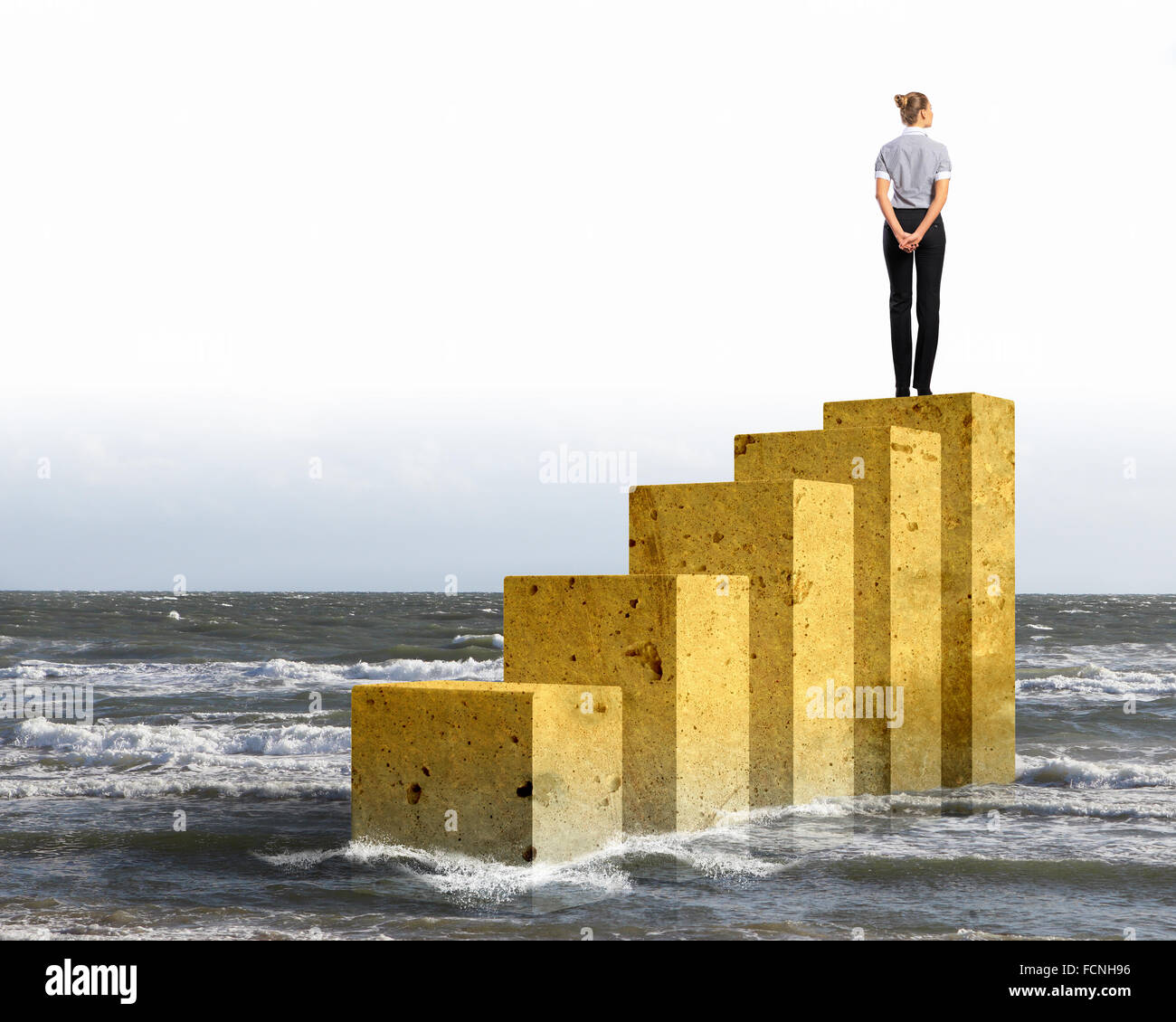 Business person on a graph, representing success and growth Stock Photo ...