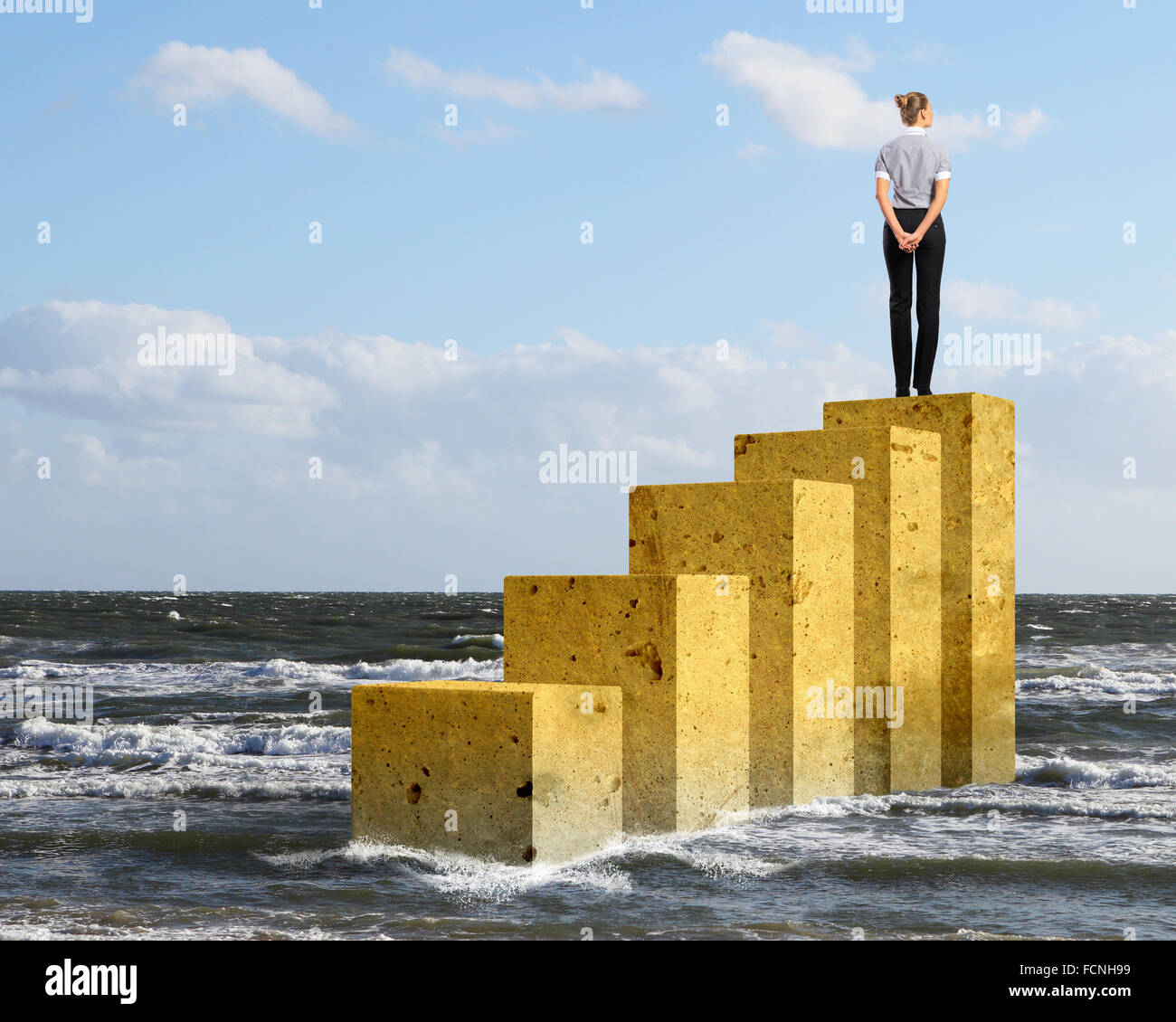 Business person on a graph, representing success and growth Stock Photo ...