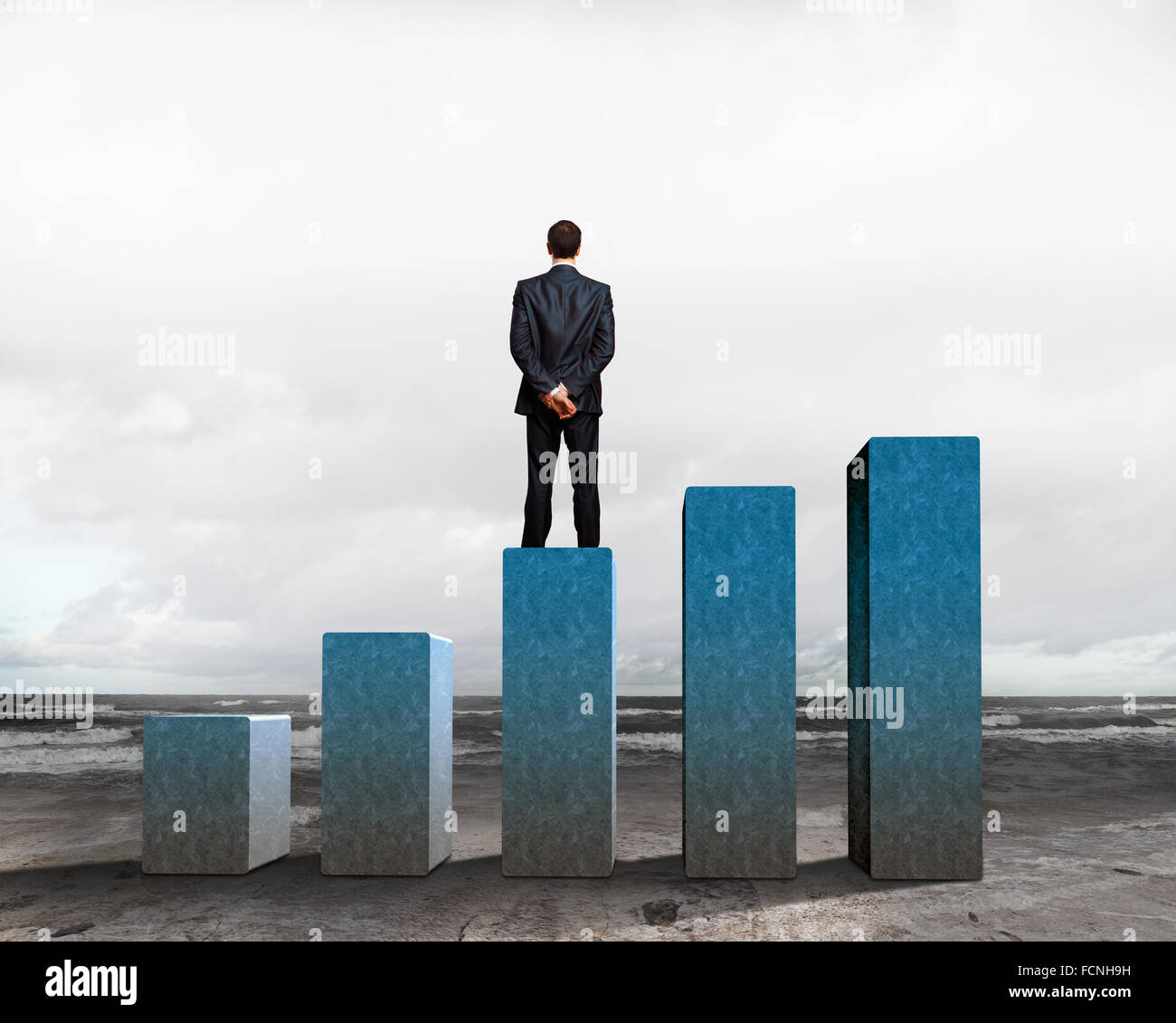 Business person on a graph, representing success and growth Stock Photo ...