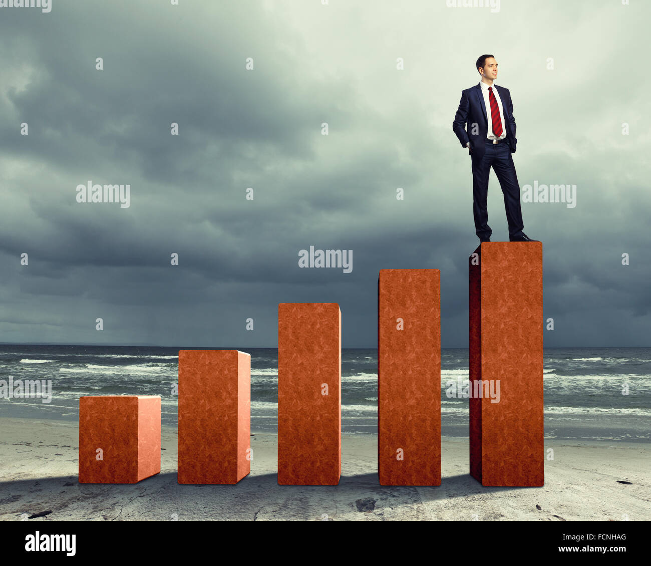 Business person on a graph, representing success and growth Stock Photo ...