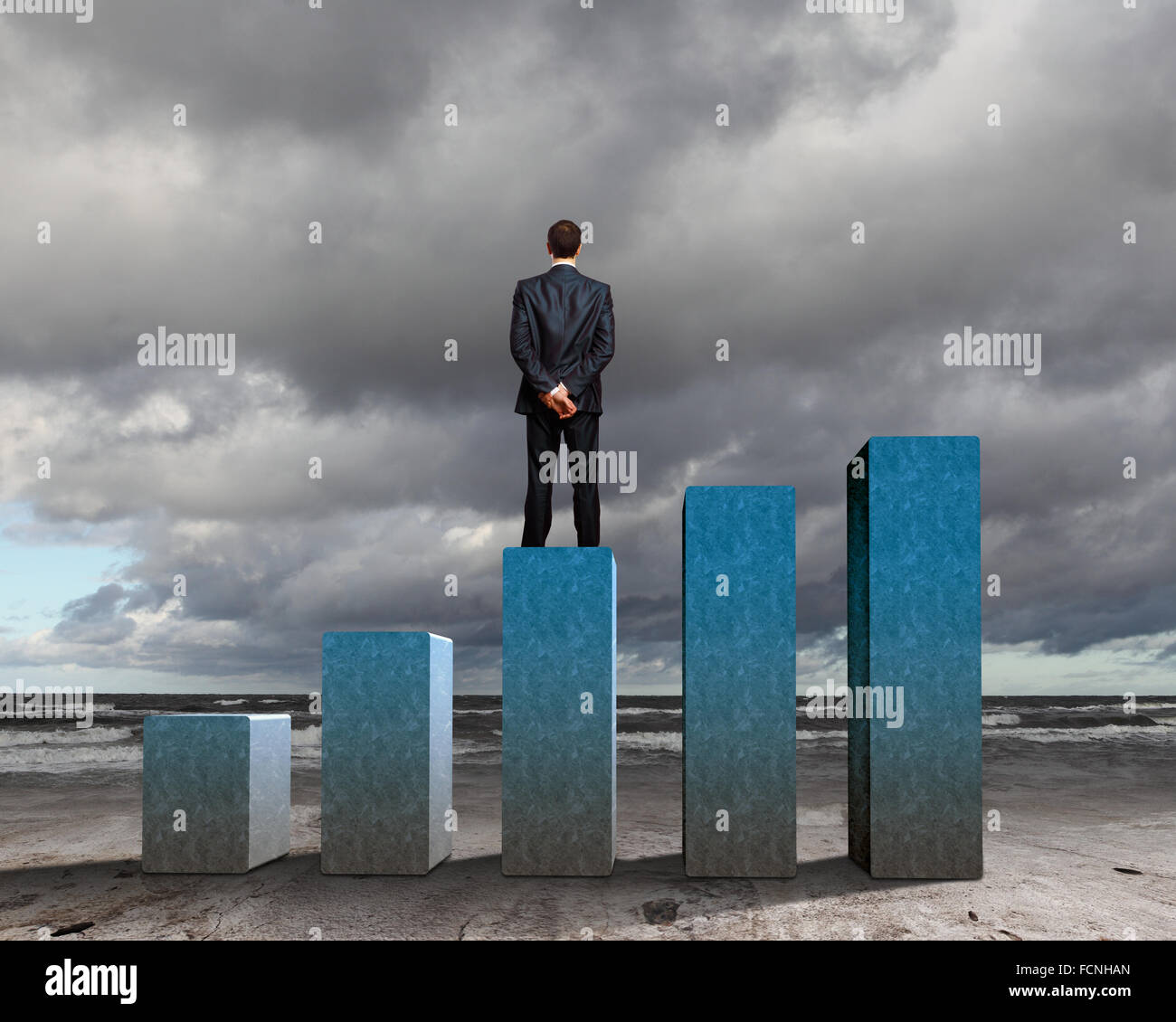 Business person on a graph, representing success and growth Stock Photo ...