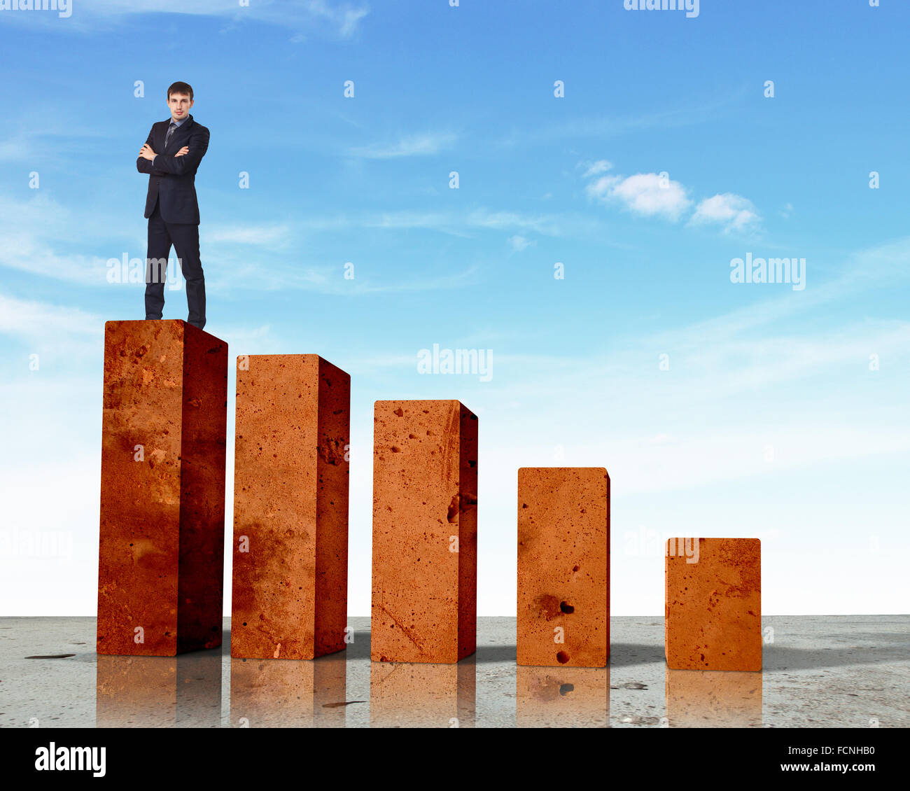 Business person on a graph, representing success and growth Stock Photo ...