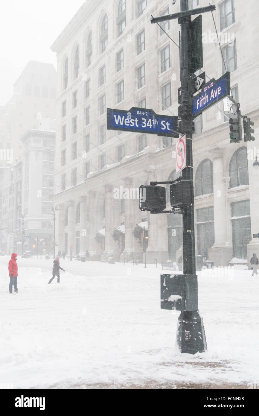 New York City, USA. 23 January 2016. Blizzard shuts down NYC. Streets ...