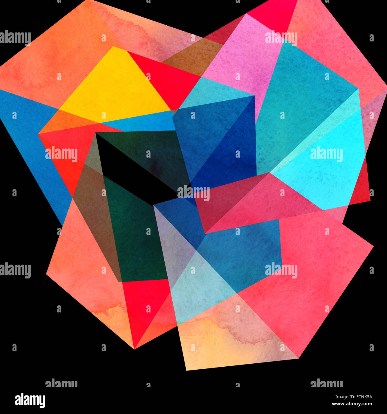 Bright colorful watercolor background with geometric shapes Stock Photo ...