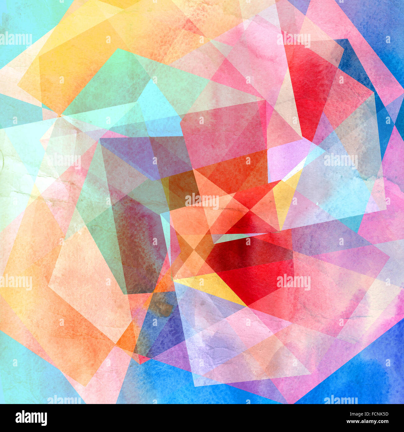 Bright colorful watercolor background with geometric shapes Stock Photo ...