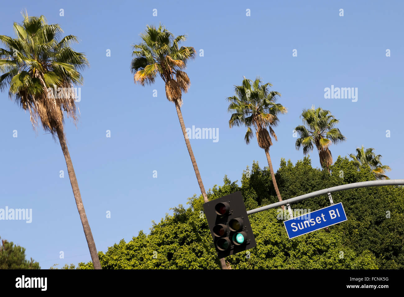 A view of Sunset Boulevard, Hollywood, Los Angeles, California Stock ...
